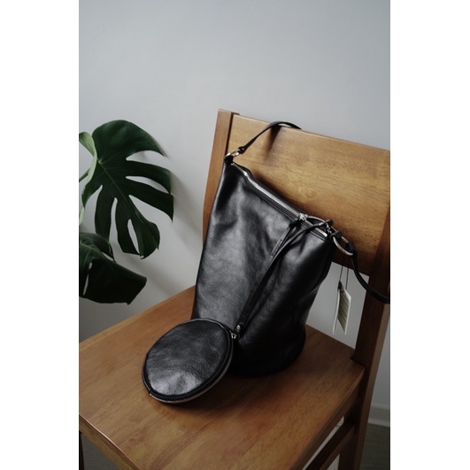 Bucks & Leather 圓底肩背牛皮包 黑 咖 杏 預購 韓 | 蝦皮購物