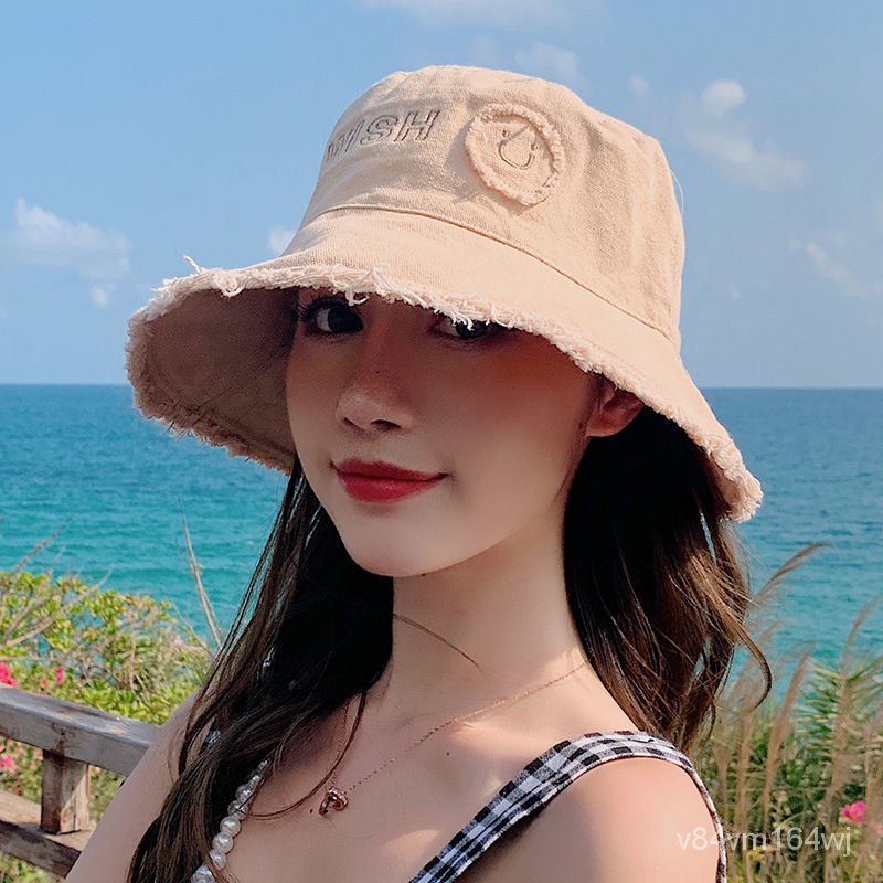 【蜜糖小姐の小店】帽子女春夏漁夫帽韓版學生百搭新款字母毛邊遮陽防曬太陽帽沙灘帽jioyh MKGE | 蝦皮購物