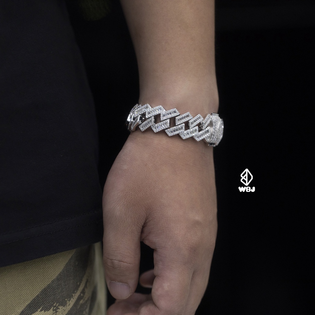 WBJ 17mm方形鑲T方古巴手鍊 全手工鑲嵌 | 蝦皮購物