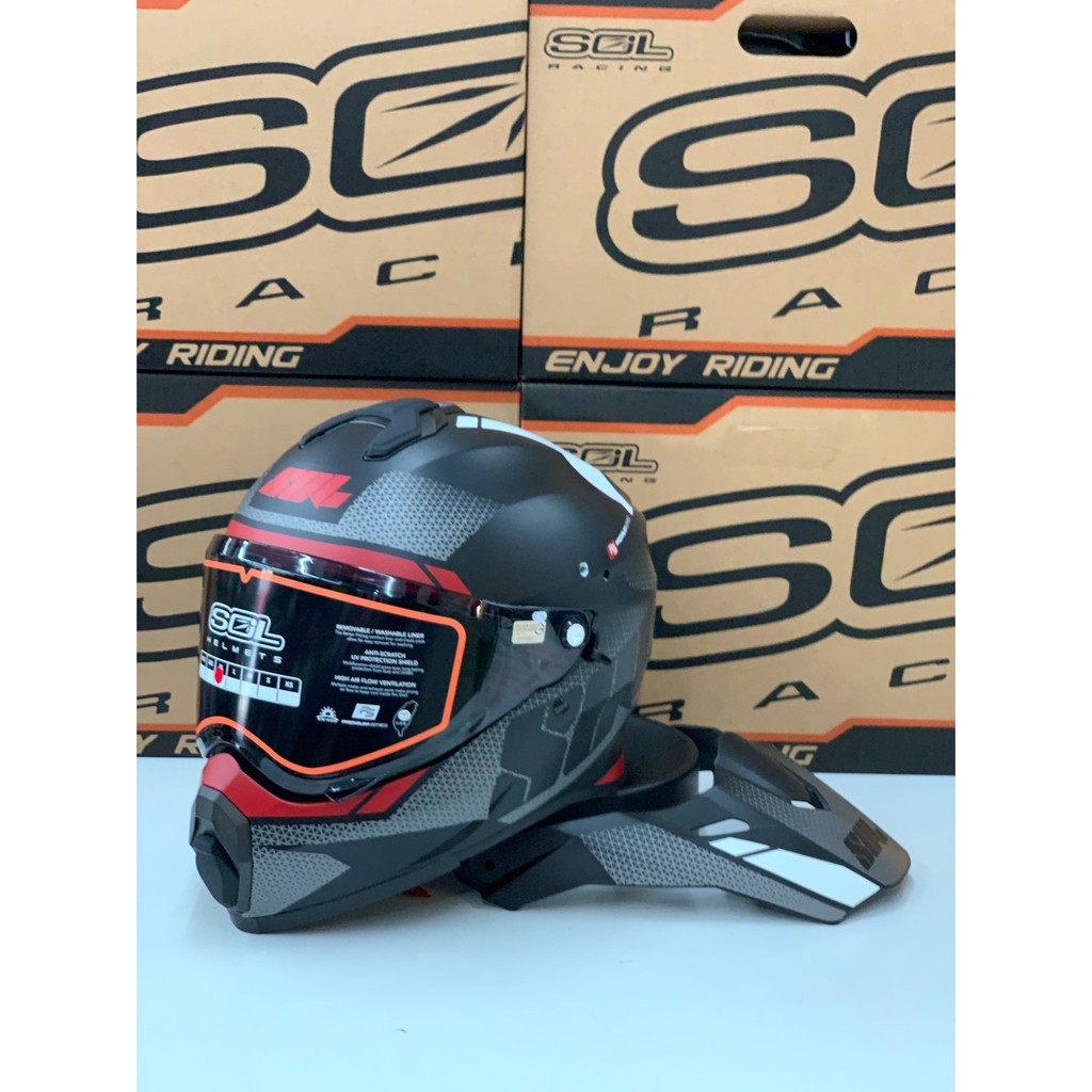 任我行騎士部品 SOL SS2P 越野帽 全罩 多功能帽 內藏墨鏡 安全帽 太空漫遊 消光黑銀 SS-2P | 蝦皮購物