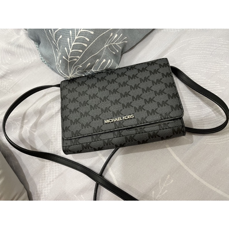 正品極新轉售 mk woc包 黑色經典老花 卡層多 Michael KORS防刮皮 斜背包 側背包 | 蝦皮購物