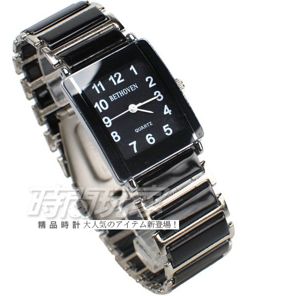 BETHOVEN 日本機芯 都會時尚 數字時刻方形陶瓷錶 中性錶 女錶 男錶 BE2005黑大【時間玩家】 | 蝦皮購物