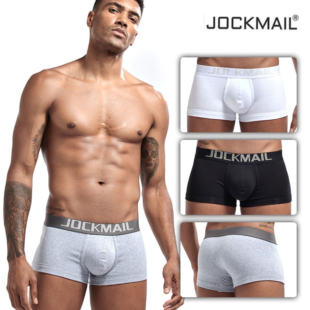 JOCKMAIL【台灣現貨】 圈環彈帶托提四角內著 黑 白 灰 (JM456) 舒適 透氣 健身 運動 素色【哈利男孩】 | 蝦皮購物