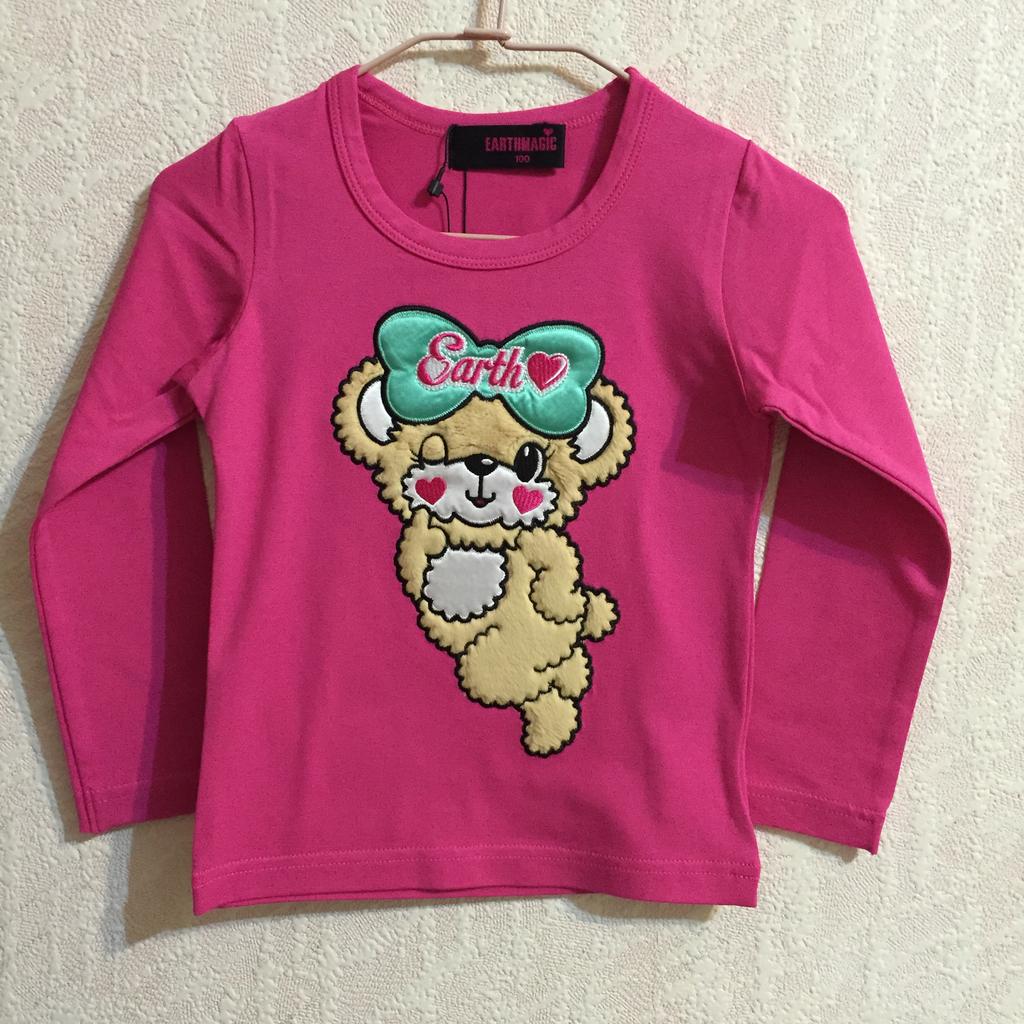 全新現貨 日本 earthmagic em 長袖立體熊圖T 紫/桃 100公分 | 蝦皮購物