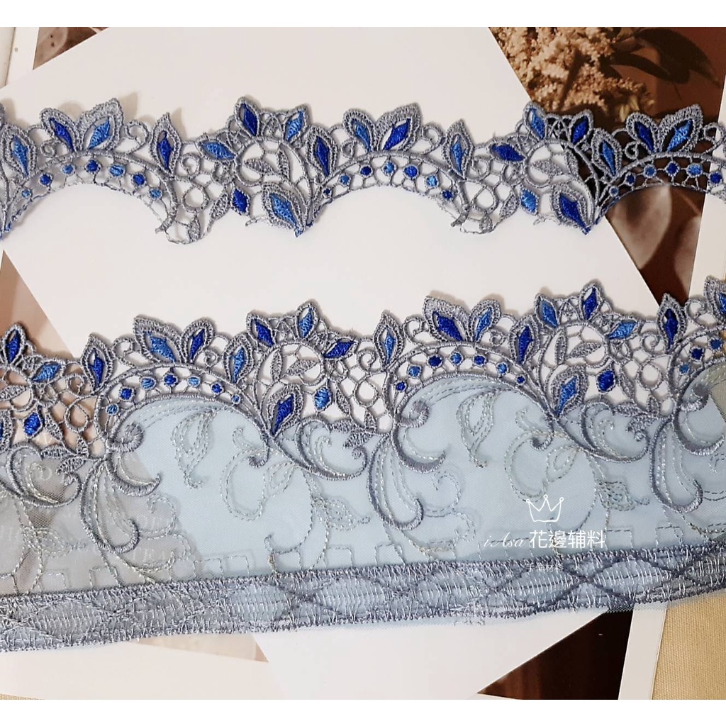 《iAsa愛莎の》手作材料 精品紅/藍色寶石設計水溶拼接網紗刺繡蕾絲花邊DIY服飾拼接材料 | 蝦皮購物
