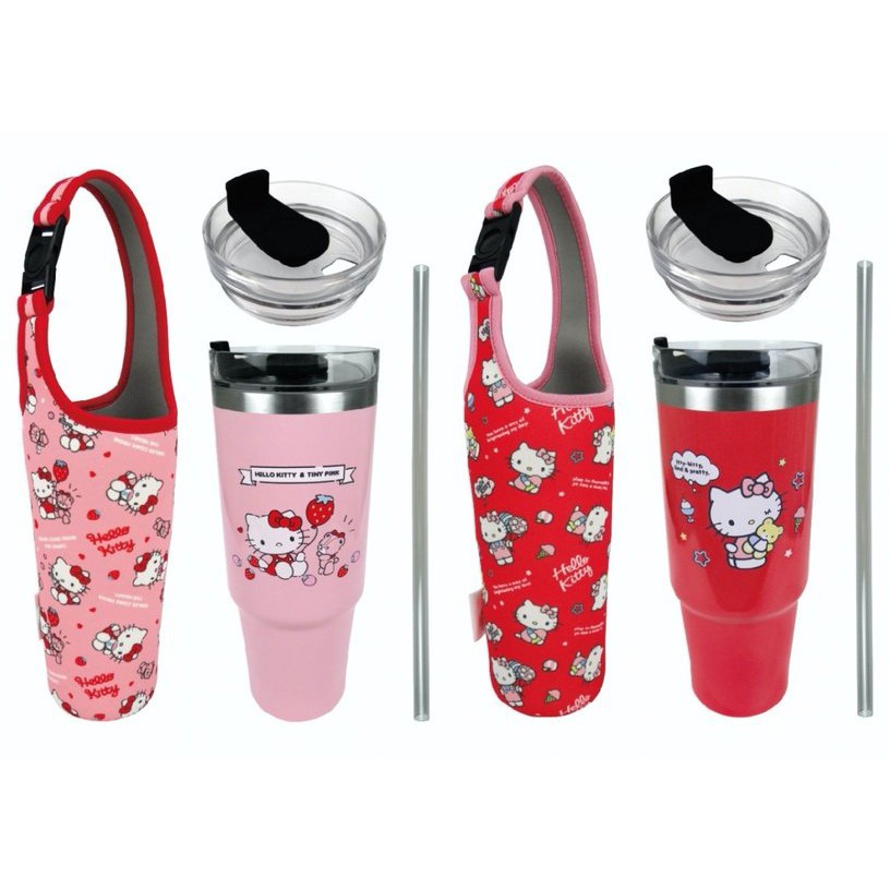 現貨~ 冰壩杯提袋組 850ml-附吸管 凱蒂貓 HELLO KITTY 三麗鷗 -草莓/派對#台灣出貨 | 蝦皮購物