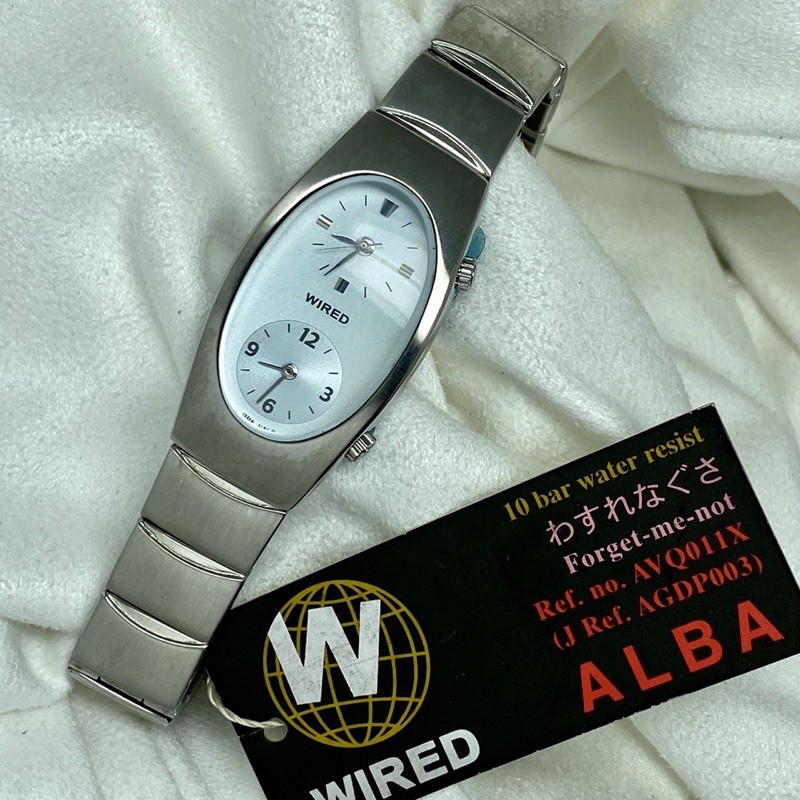 日本 ALBA 雅柏錶 橢圓型 粉藍面 兩地GMT Y15W-5B30 | 蝦皮購物