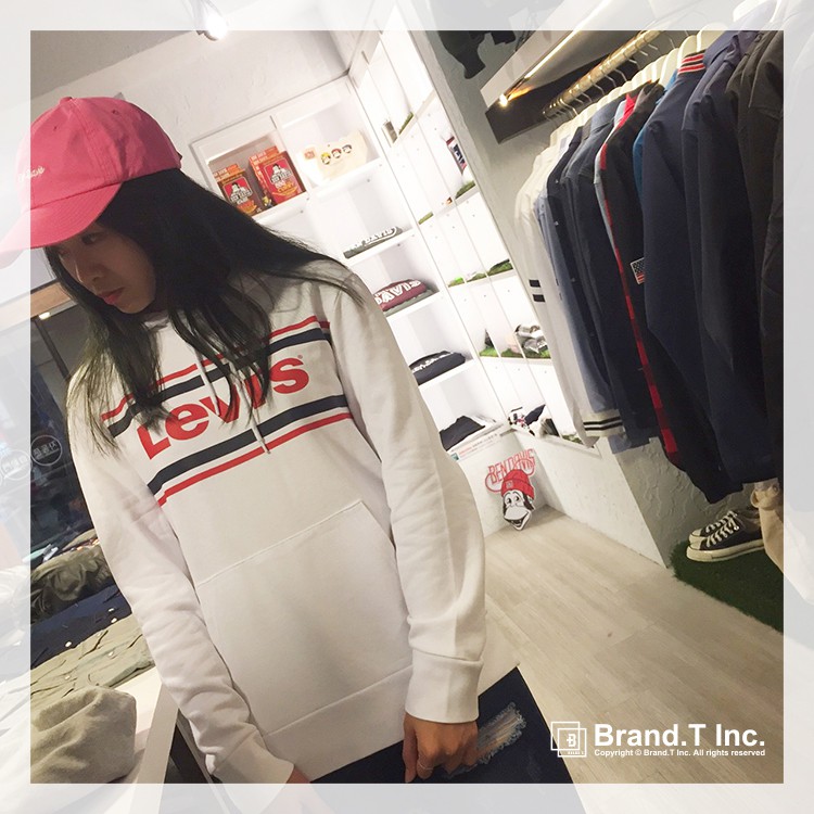 【Brand T】LEVI'S 18SS LOGO HOODIE 19622-0020 白色 線條 連帽 帽T | 蝦皮購物