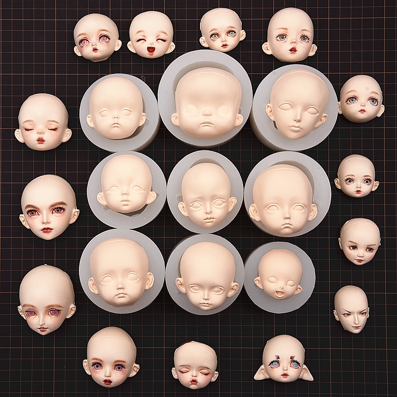 JUWEN bjd臉模超輕粘土軟陶翻糖石膏滴膠樹脂翻模上妝練手人偶臉部模具 | 蝦皮購物