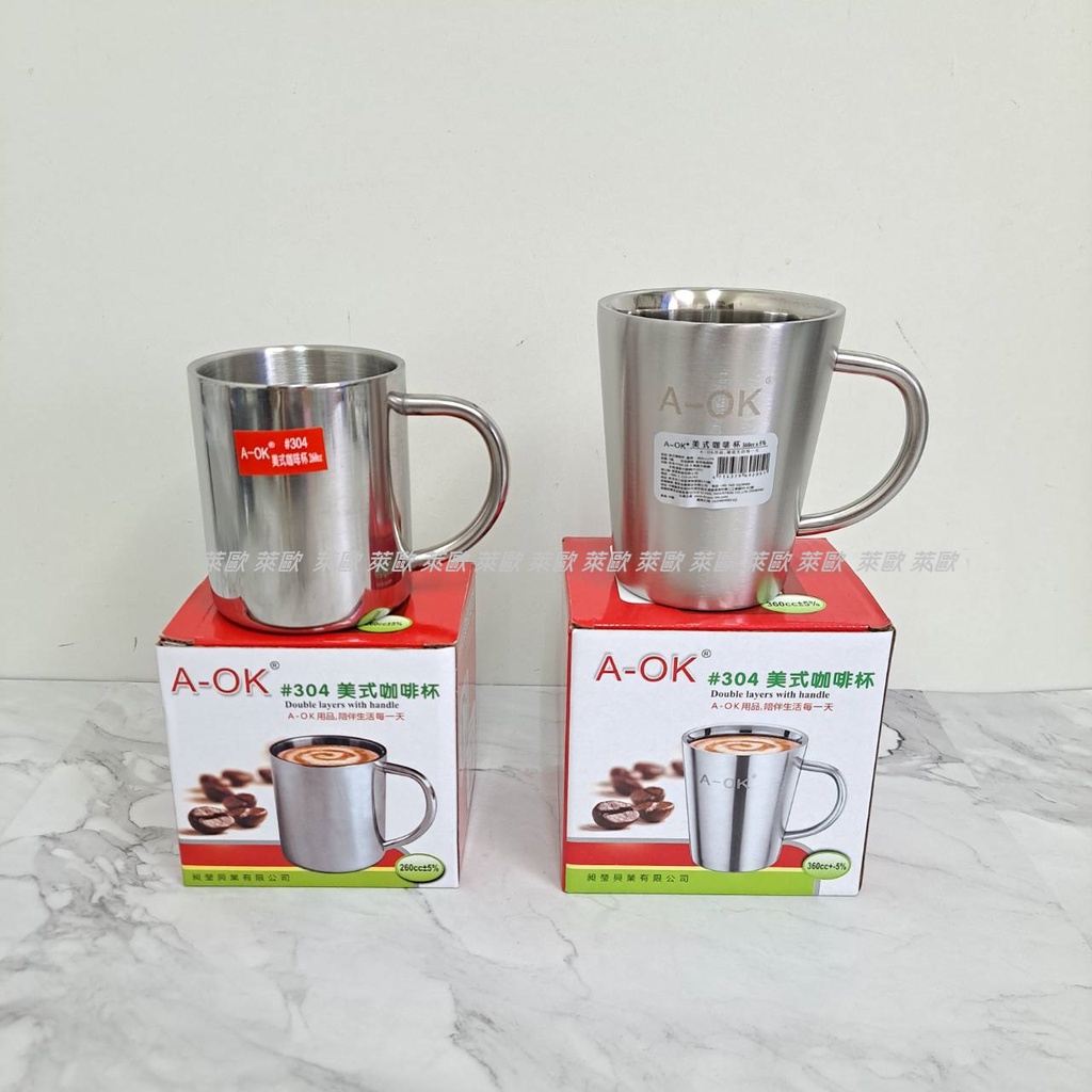 萊歐-A-OK #304不鏽鋼隔熱美式咖啡杯 不鏽鋼杯 咖啡杯260/360CC | 蝦皮購物