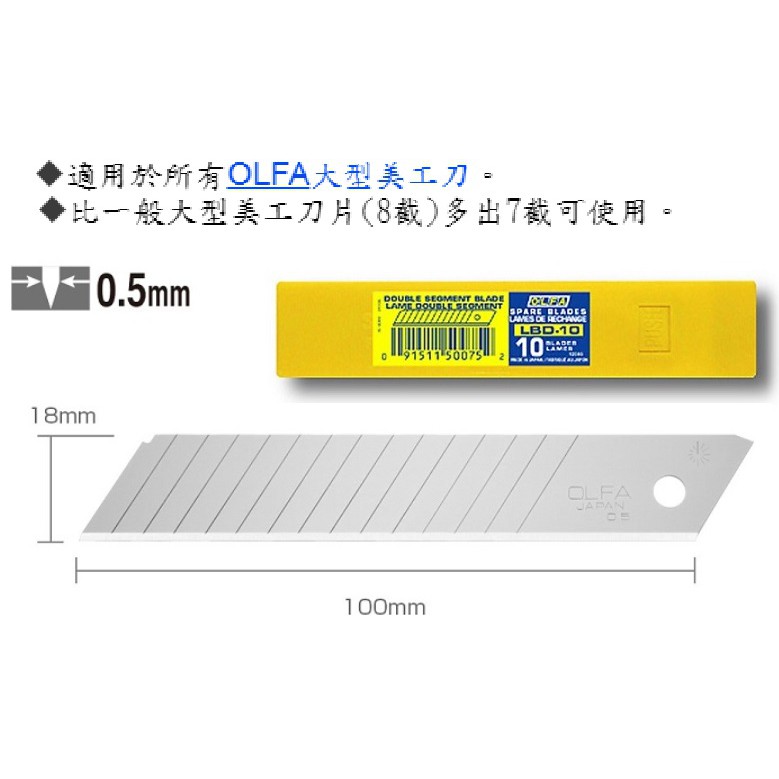 【含稅附發票】現貨大型重型美工刀片LBD-10刀片補充美工刀專業型裝璜日本製超值加量OLFA | 蝦皮購物