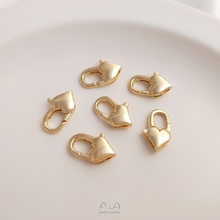 ALGD22-14K包金保色桃心形鏈條項鏈扣愛心形龍蝦扣彈簧扣diy手工飾品配件 | 蝦皮購物