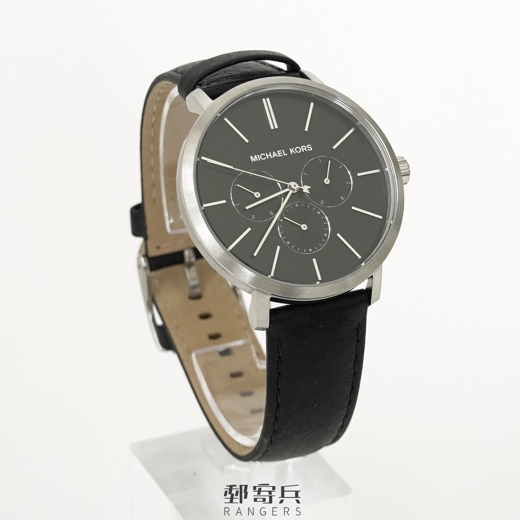 郵寄兵．現貨 Michael Kors MK 男用 簡約錶針三眼錶面黑色皮革錶帶手錶 MK8832 | 蝦皮購物