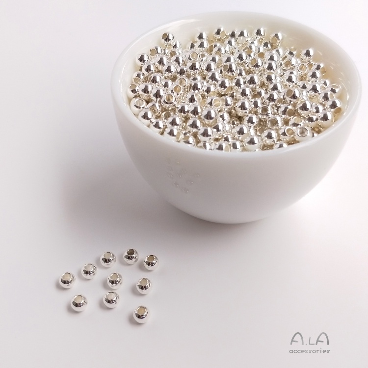 保色18K包金珠散珠鍍真金珠白金色隔珠银珠diy手工串珠首飾品材料 | 蝦皮購物