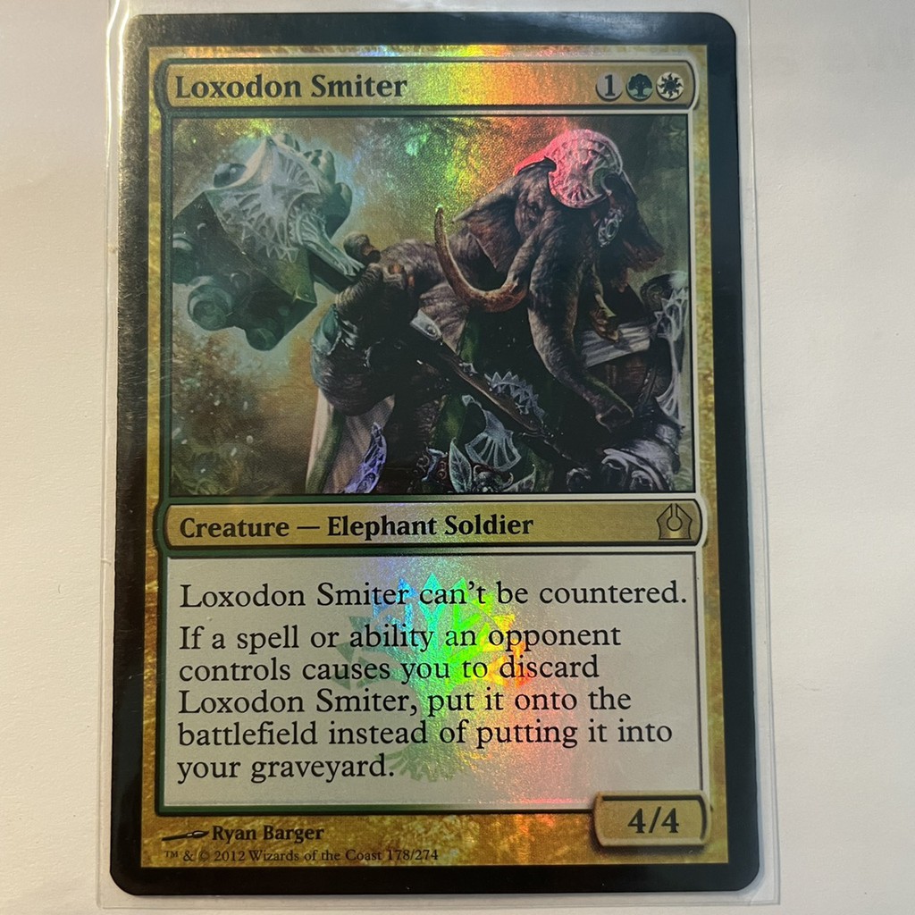 魔法風雲會 Rtr 象族重擊兵 Loxodon Smiter 英文版閃卡foil 蝦皮購物 