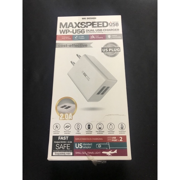 [台灣現貨]WK DESIGN WP-U56 充電頭至速雙U充電器 雙孔充電組 2A快充 | 蝦皮購物