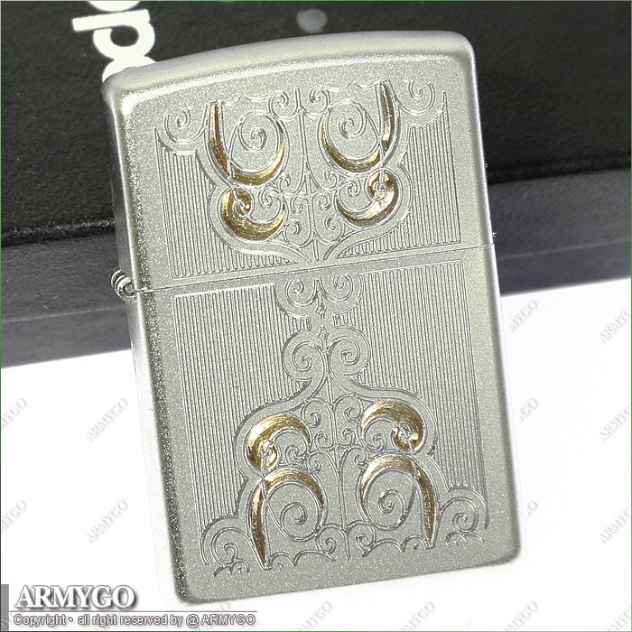 【ARMYGO】ZIPPO原廠打火機-No.24906 Gold Scroll | 蝦皮購物