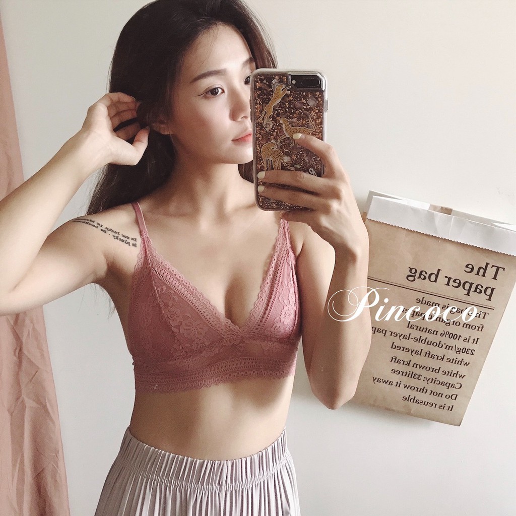 Pincoco 現貨 台灣出貨 好質感~細緻典雅花朵蕾絲三排扣無鋼圈內衣 BAI043 | 蝦皮購物