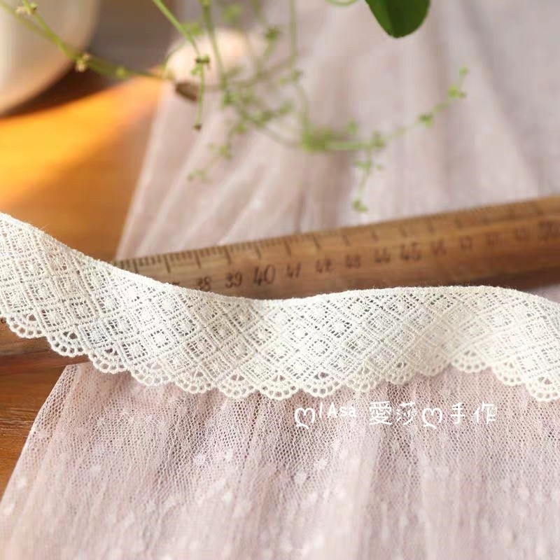 《iAsa愛莎の》手作材料 米白色純棉刺繡娃衣服服裝DIY花邊輔料寬3.2cm | 蝦皮購物