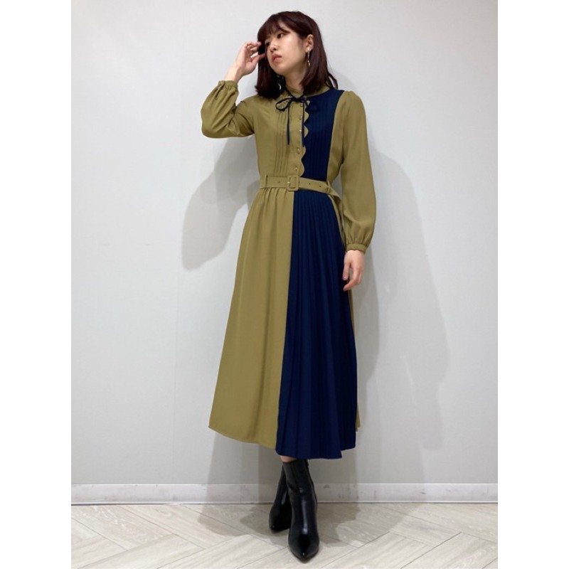 日貨｜《REDYAZEL》雙色波浪滾邊洋裝 全新M號 轉賣rika&Albert | 蝦皮購物