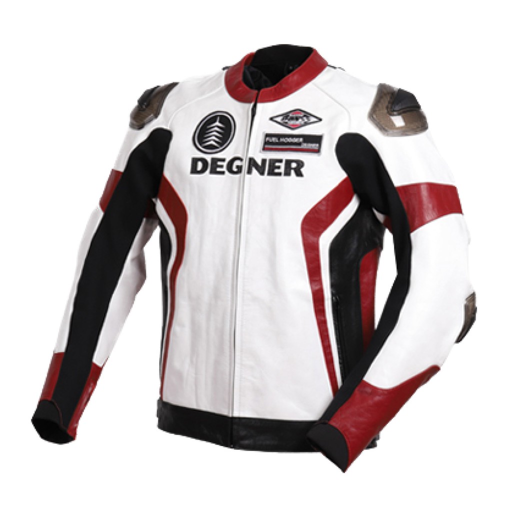 安信 | DEGNER 防摔衣 19WJ-19 皮革賽車夾克 白紅 防摔 皮革 賽車 夾克 牛皮 護具 真皮 19WJ1 | 蝦皮購物