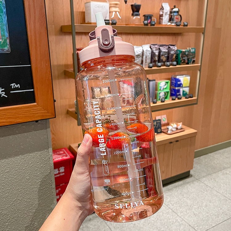 ⚡️ 透明2000ml Tritan 2公升大水壺 運動水壺 透明水壺 健身 附吸管 冷水壺 溫水壺 | 蝦皮購物
