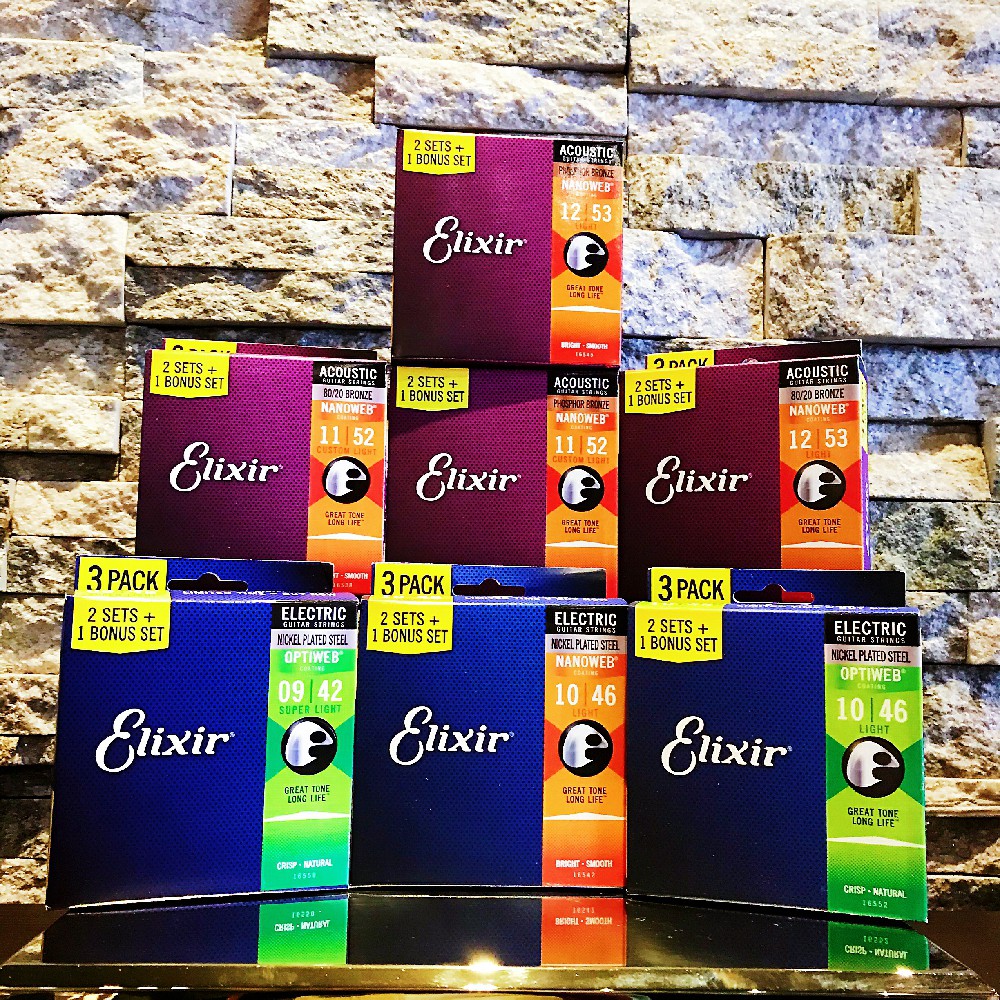 【買二送一-限量版】Elixir Nano/Opti 電吉他 木吉他 民謠吉他 弦 三包裝 黃銅 磷銅 紅銅 | 蝦皮購物