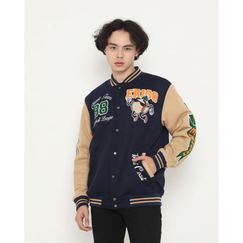 Erigo Varsity Jacket West 88 Navy ready | 蝦皮購物