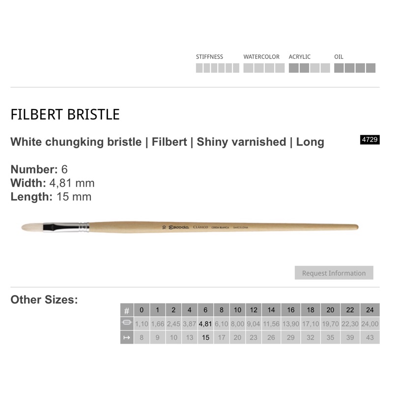 ESCODA CLÁSICO 4729 西班牙筆皇 西班牙製造 白猪鬃 長桿油畫筆 圓頭油畫筆 長桿 壓克力畫筆 | 蝦皮購物