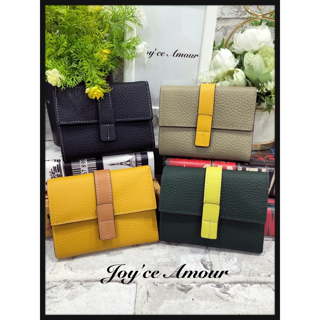 Joy'ce Amour 全真皮荔枝紋釦式三折短夾 | 蝦皮購物