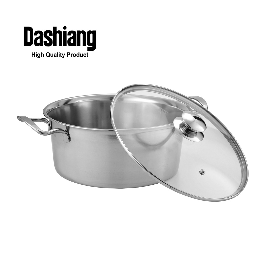 【Dashiang 大相】不鏽鋼雙耳湯鍋26cm 台灣製造/不銹鋼湯鍋/304不鏽鋼/附玻璃蓋 | 蝦皮購物