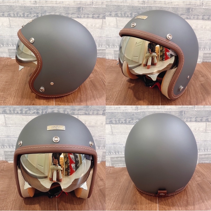 微町♥️安全帽 Ninja 醺砂 騎士帽 涼感內襯 內墨鏡 806 806A 消光 內藏鏡片 素色 素面 | 蝦皮購物