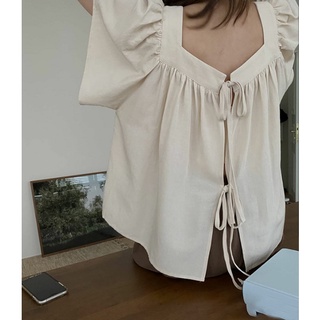 lienSHOP韓東大門氣質前後穿減齡娃娃裝上衣 方領顯瘦蝴蝶結百搭荷葉袖襯衫【3661】 | 蝦皮購物