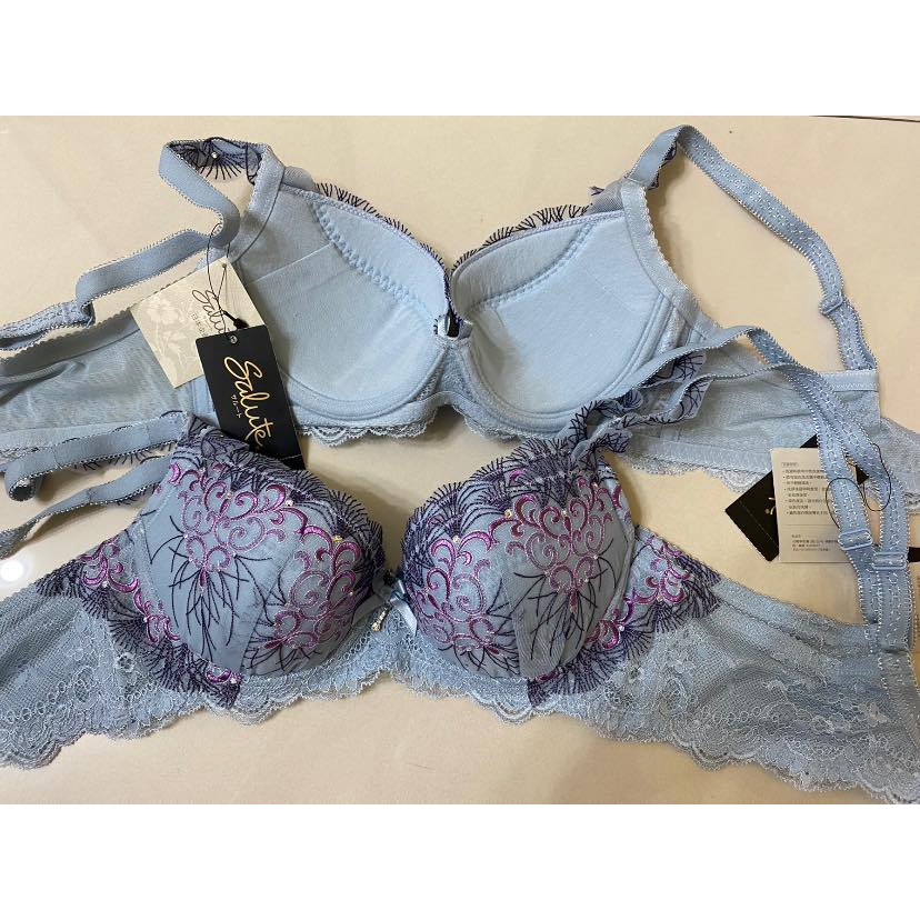 華歌爾 莎露 Salute 美鑽 刺繡蕾絲 精緻內衣 專櫃進口內衣 藍色 B70 B75 C70 D70 | 蝦皮購物