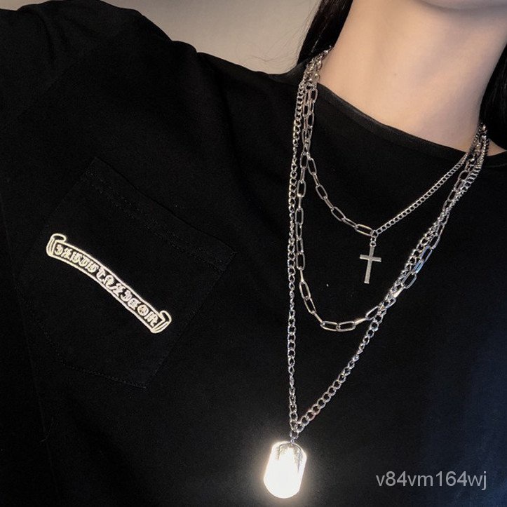 【優選好物】項鍊男潮嘻哈歐美十字架軍牌多層吊墜蹦迪暗黑系掛件情侶學生朋克jioyh iHIj | 蝦皮購物