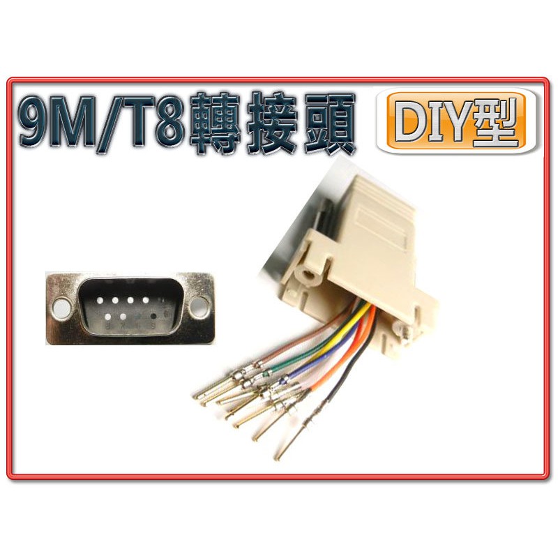 CBG-36 DIY型 9M-T8 轉接頭 RJ45母頭轉RS232 9P公頭 需自行接線使用 | 蝦皮購物