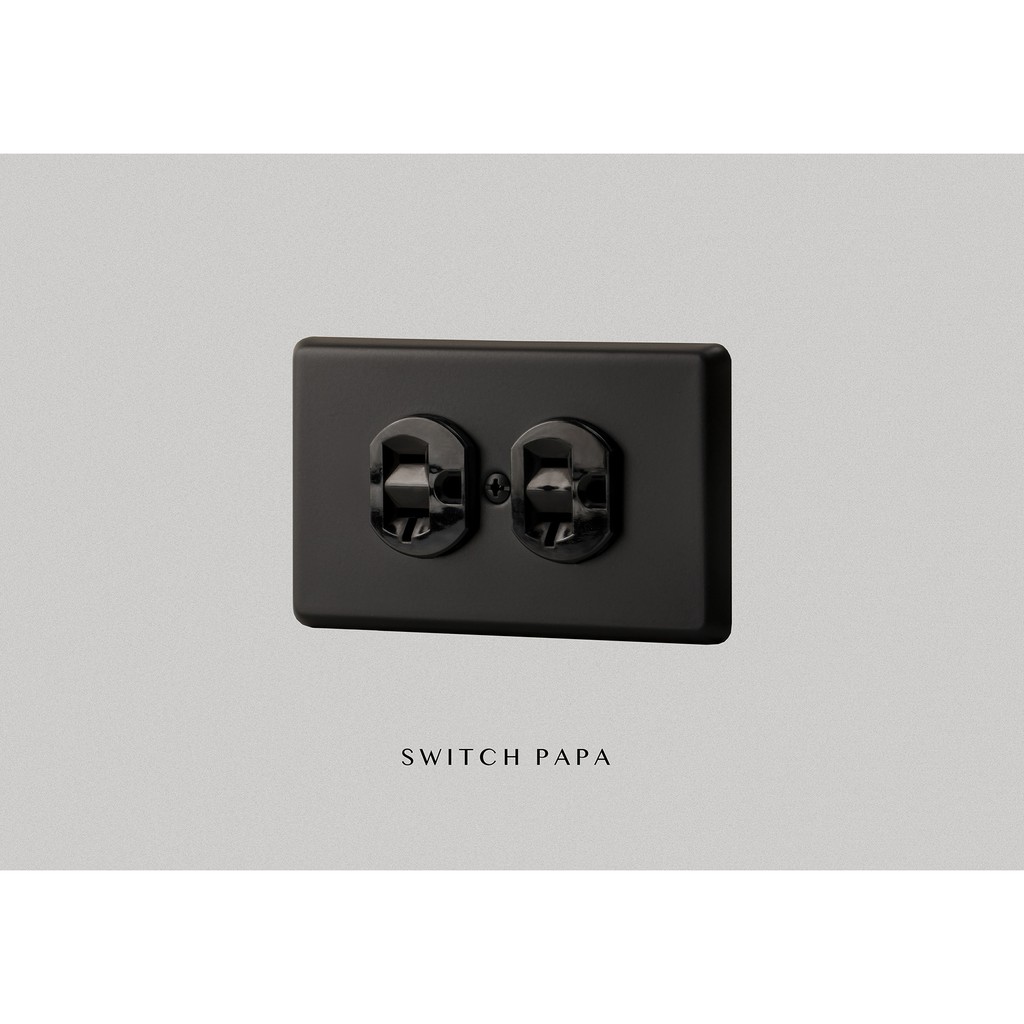 開關拔拔switchpapa工業風消光霧黑圓形商務5.5附接地雙插（黑） | 蝦皮購物