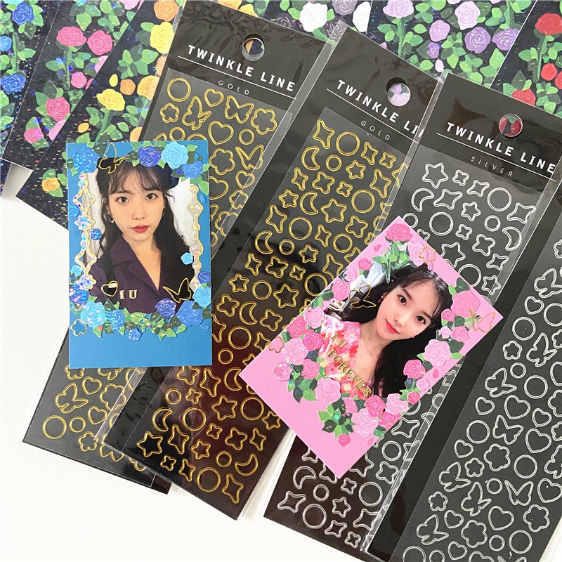 Ohaya丨韓國wannathis閃光金箔邊框貼紙 DIY手機拍立得相片 小卡 手帳裝飾貼畫 | 蝦皮購物