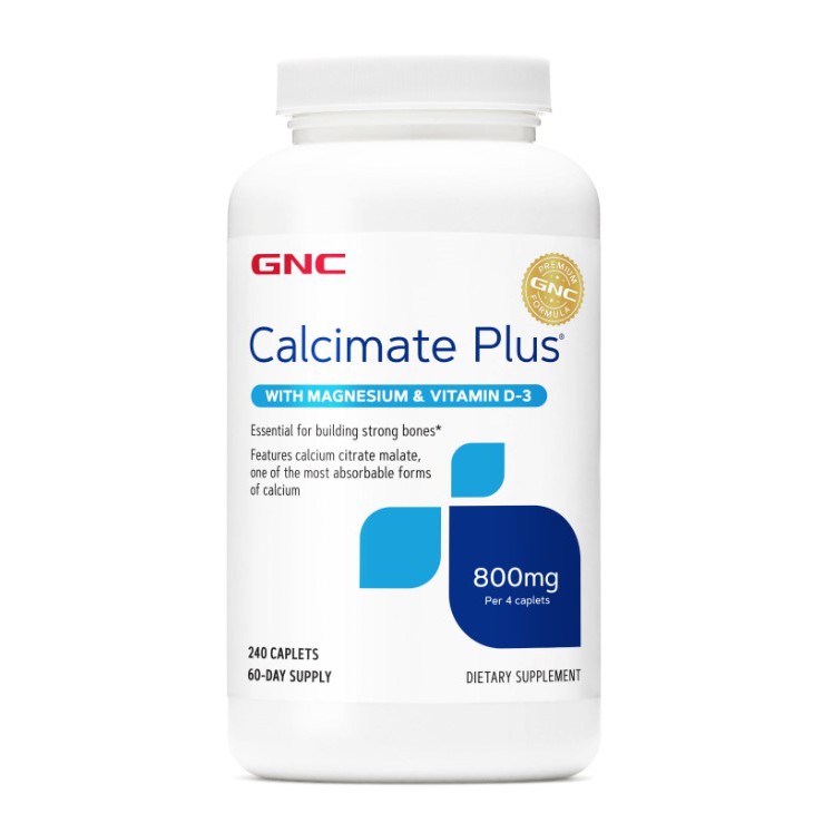 滿千聊聊折50 台灣現貨 美國GNC Calcimate Plus 800 檸檬蘋果酸鈣+鎂+D3 240顆 | 蝦皮購物