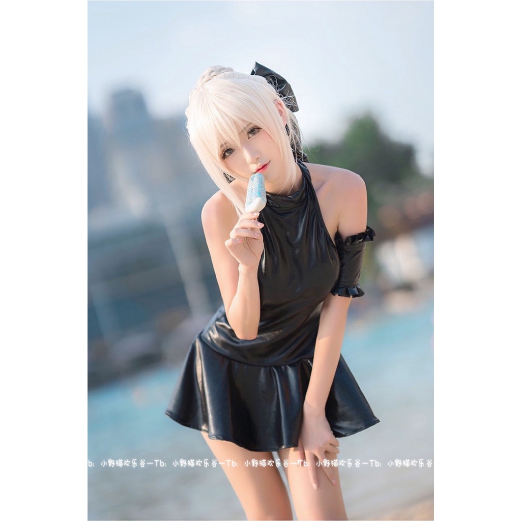 fate 吾王黑 saber 死庫水 cosplay 泳衣 動漫 女 二次元 女僕裝 性感 無胸墊 | 蝦皮購物