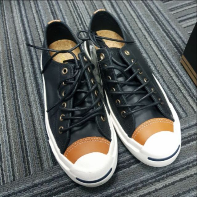 全新正品 converse all star jack purcell 開口笑 皮革 黑 橘 白 軟木塞底 23.5 | 蝦皮購物