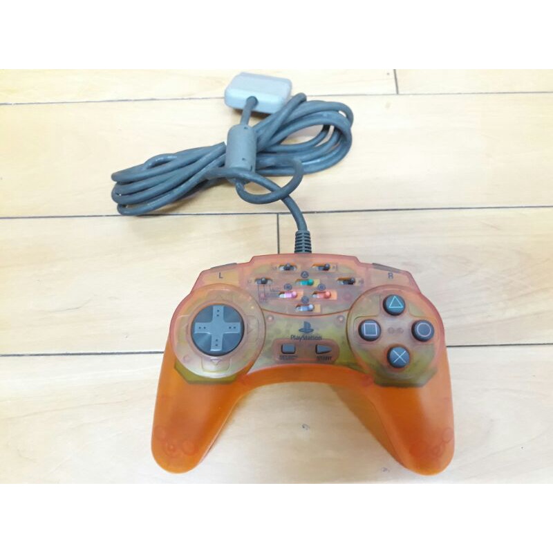 PS1 PS2 ASCII 日版 有線 連發 手把(透明橙) | 蝦皮購物