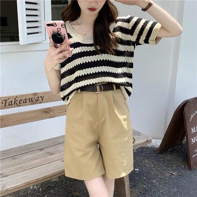 Waroom|售完不補 S57條紋針織鏤空背心/短袖|洞洞背心|外穿辣妹|吊帶背心|針織背心|設計感|馬甲|洞洞|無袖 | 蝦皮購物