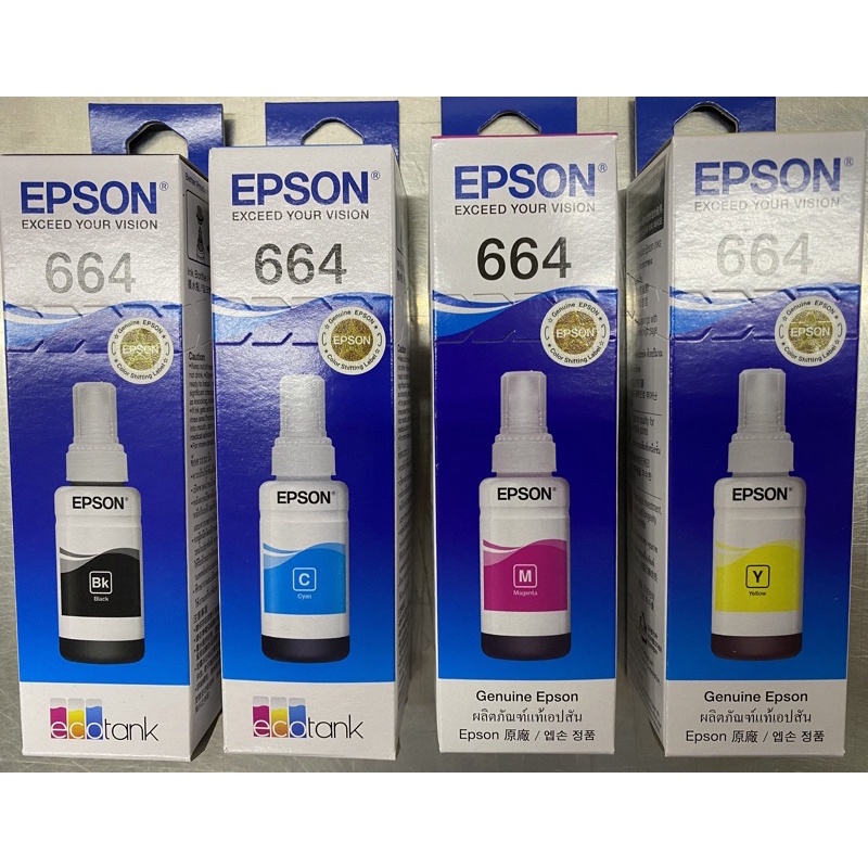 【含稅】T664系列原廠盒裝墨水 T6641 黑色 T6642 藍色 T6643 紅色 T6644 黃色 | 蝦皮購物