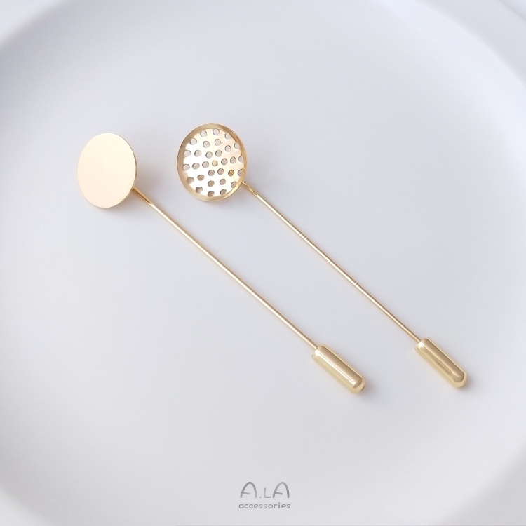 ALGD22-14K包金保色一字網盤胸針圓片平托手工diy銅鍍真金別針飾品配件 | 蝦皮購物
