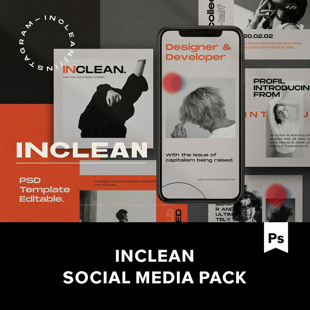 Inclean Social Media Pack 潮流PS新媒體海報PSD模板.P2020033102 | 蝦皮購物