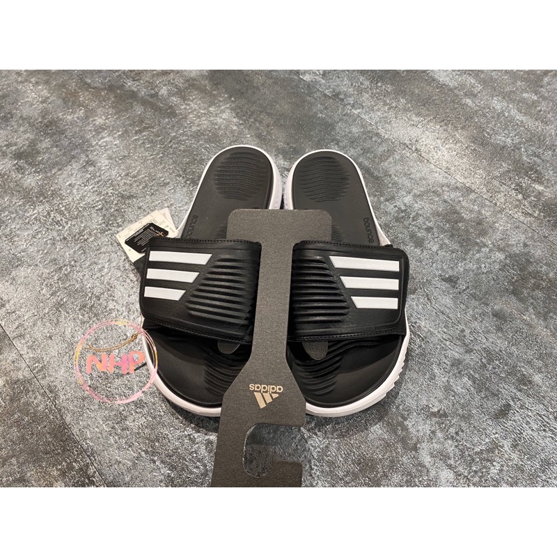 Adidas alphabounce slide 2 拖鞋 魔鬼氈 防滑 休閒 運動 黑白 黃綠色 經典 GY9415 | 蝦皮購物