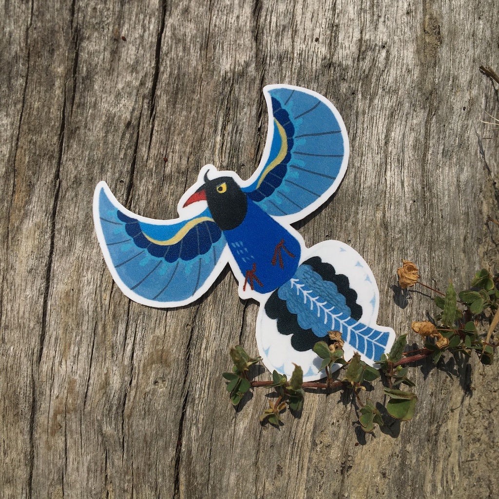 【防水貼紙】氣噗噗的台灣藍鵲/青鳥 | 蝦皮購物