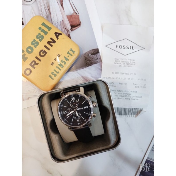 FOSSIL 運動時尚三眼計時皮革腕錶-銀+黑-BQ1006 | 蝦皮購物