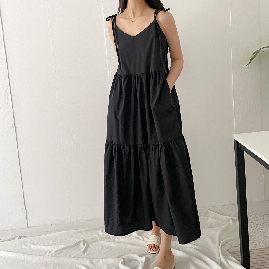 53809 夏季無袖寬鬆吊帶裙洋裝 度假長裙 | 蝦皮購物